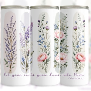 Christian Brushstroke PNG Tumbler Wrap, Floral Bible Verse Sublimation ...