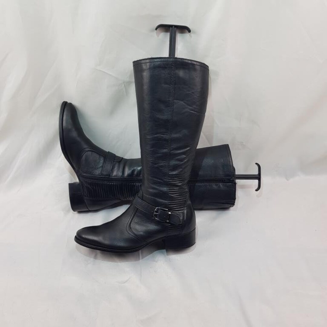 Black Leather Boots Women, 90s Tall Boots Knee High Boots, Medieval ...