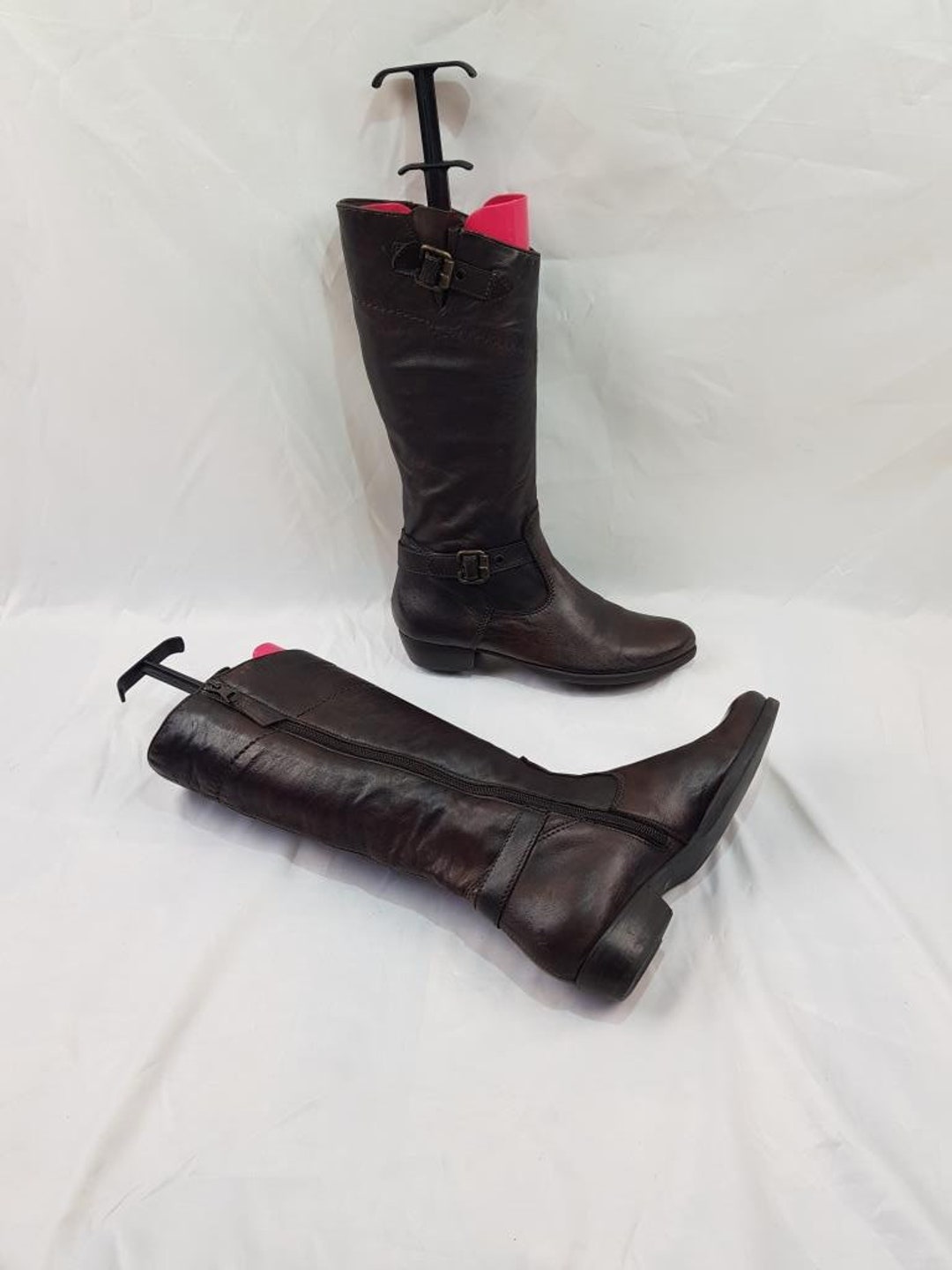 Brown Leather Mod Boots Women, Riding Vintage Knee High Boots Womens ...