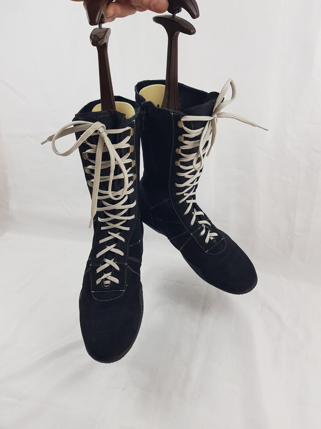 Leather Barefoot Lace up Boxing Boots Women: Black Suede, Vintage ...