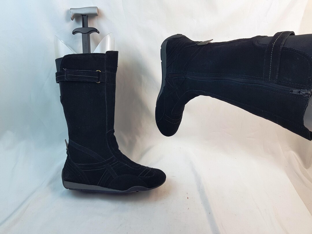 Suede Leather Barefoot Flats Boxing Boots Women: Black Knee High, Wide ...