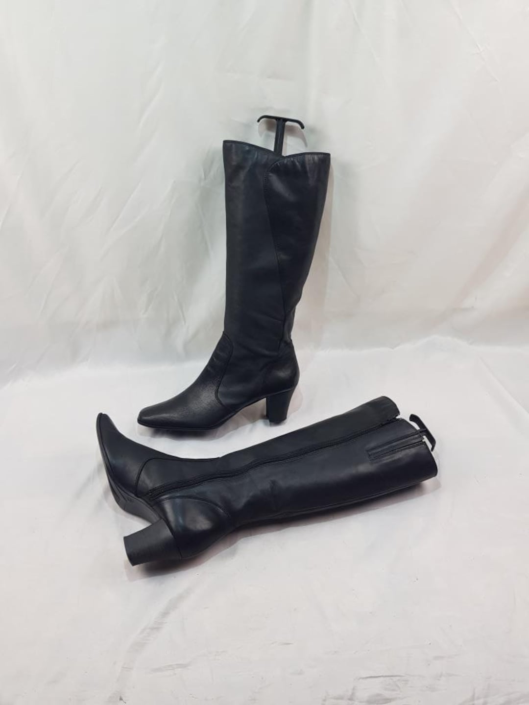 Vintage 90s Square Toe Leather Boots Women - Knee High, Size 10 US - Etsy