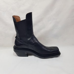 Chelsea Boots, Shoes Women, Square Toe Mid Calf Boots, Black Leather ...