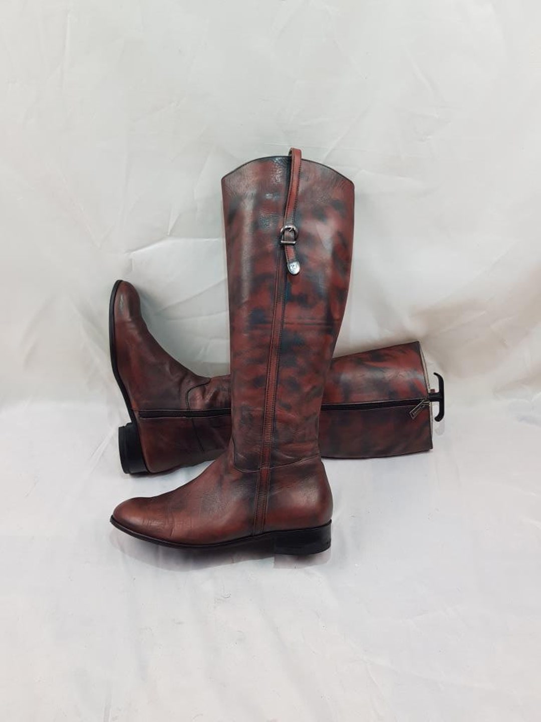 Cherry Red Square Toe 90s Boots, Riding Knee High Boots, Shoes Women ...