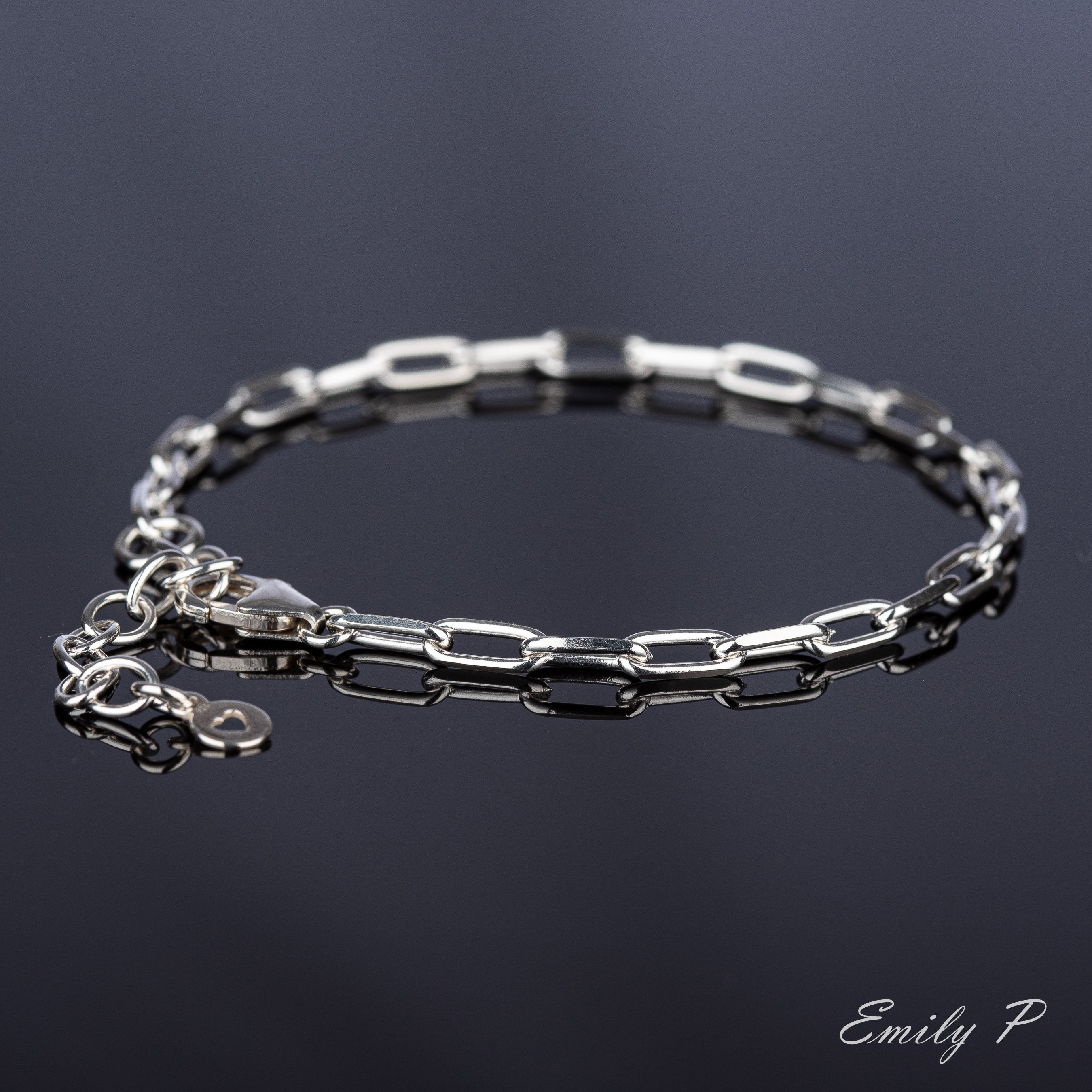 Sterling Silver Paper Clip Chain Bracelet S925 Solid Silver - Etsy UK