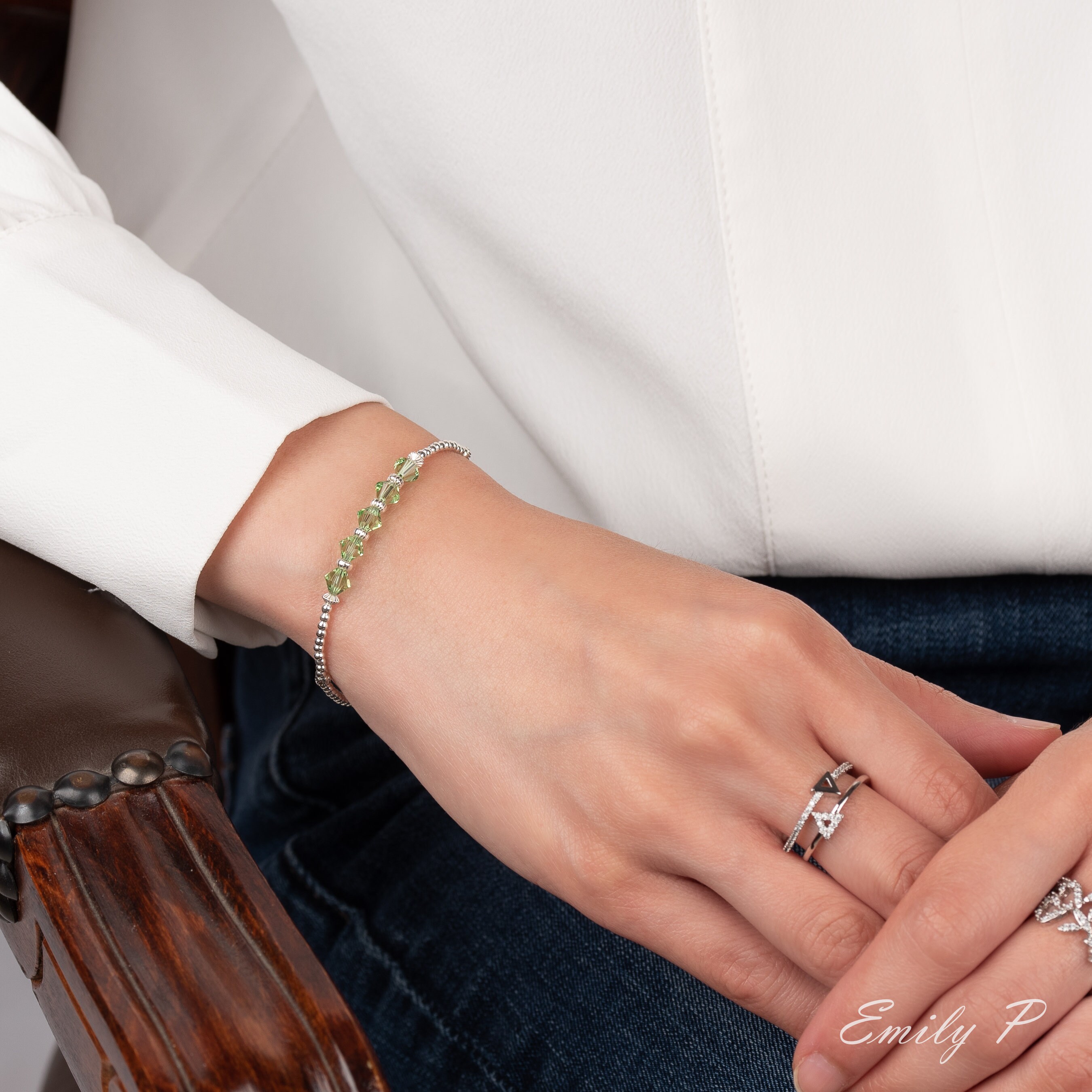 August Birthstone Bracelet Swarovski Peridot Crystals - Etsy