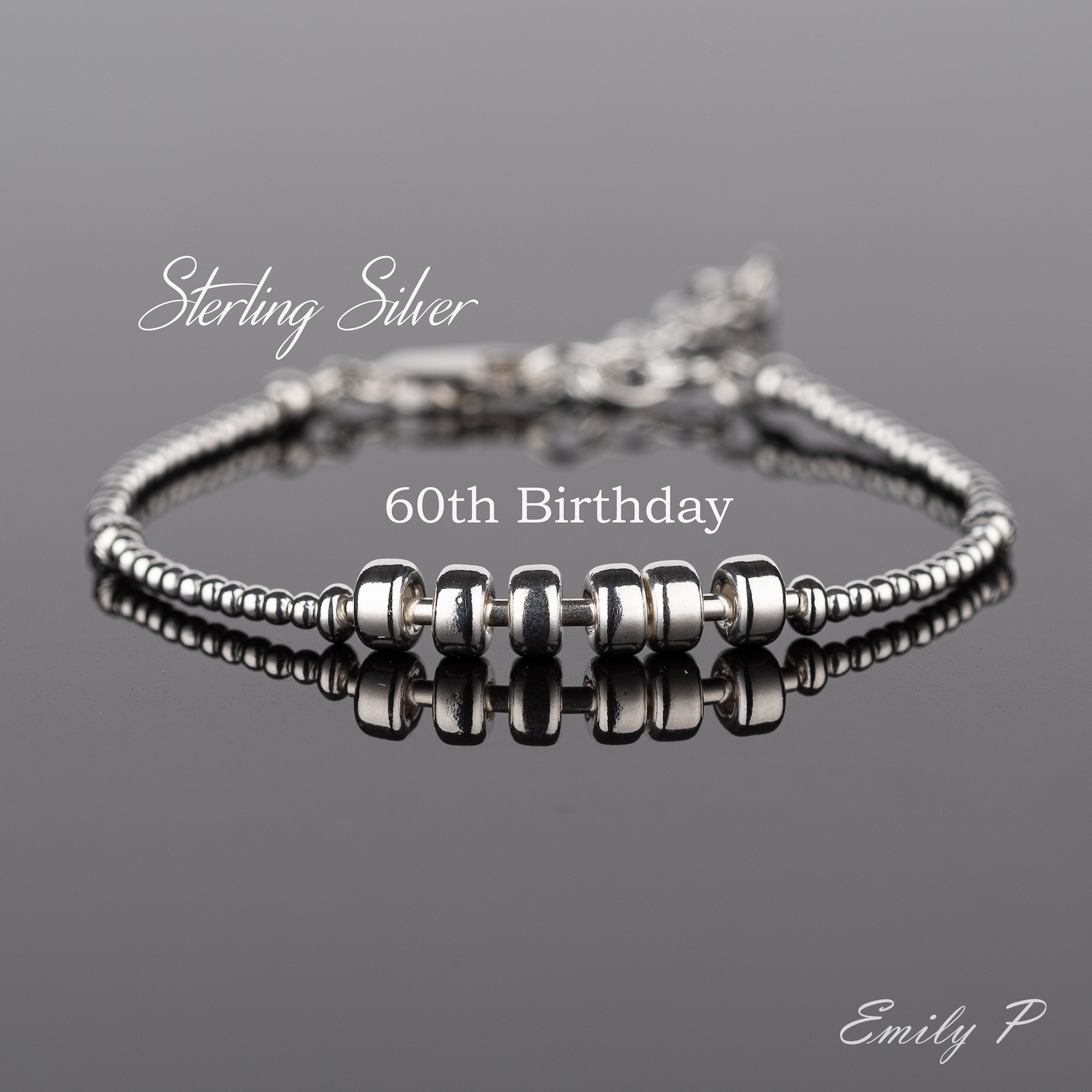 60th Birthday Gift, Sterling Silver 6 Ring Bracelet - Etsy UK