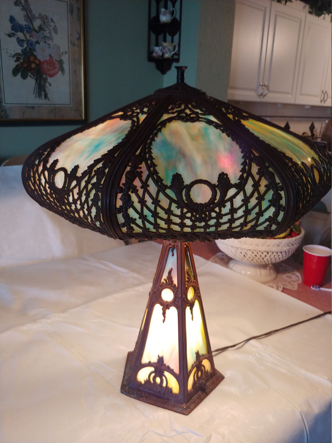 Original Glass Slab and Metal Light up Base Lamp - Etsy