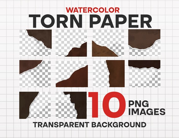 Watercolor Torn Paper PNG Clip Art Brown | Etsy