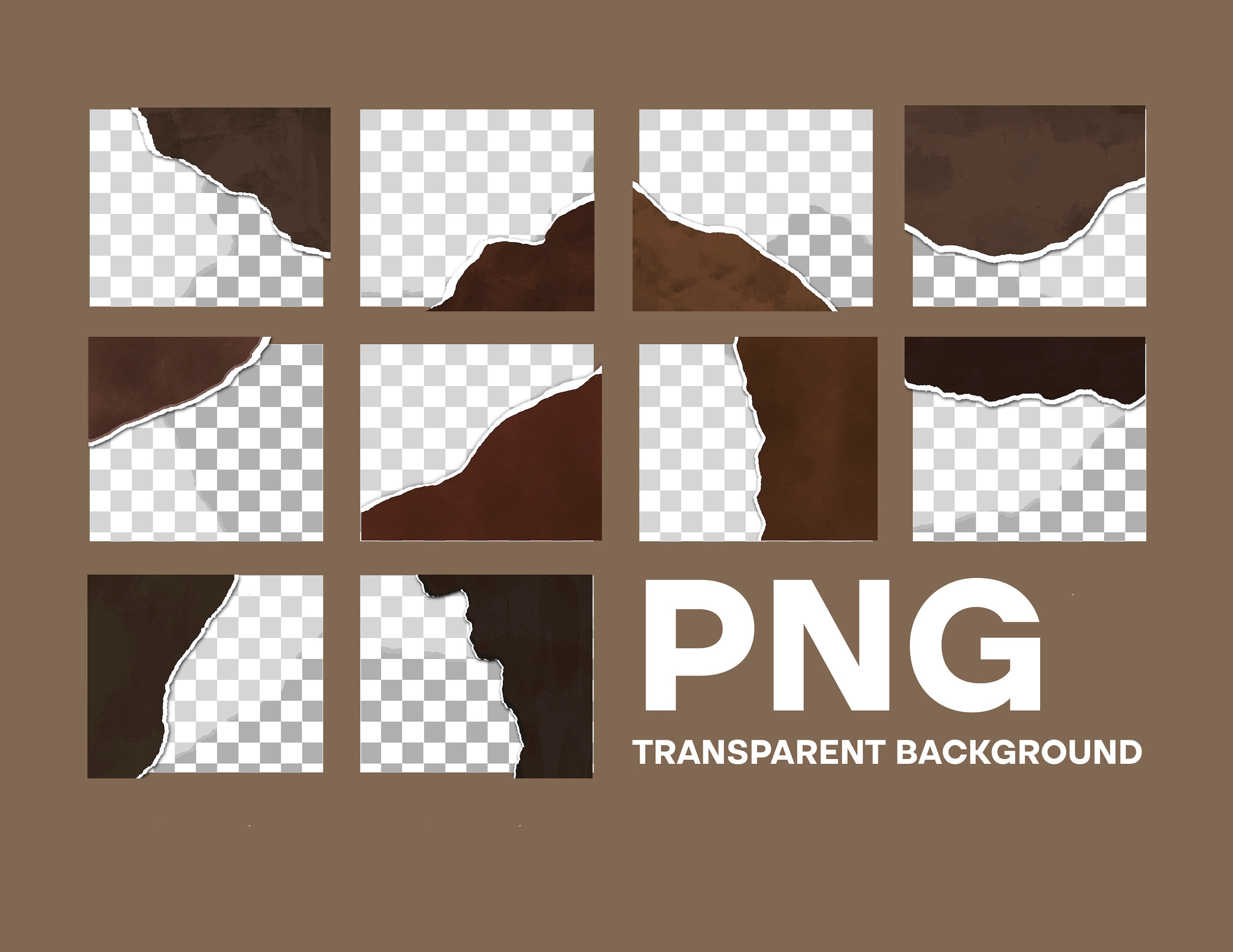 Watercolor Torn Paper PNG Clip Art Brown - Etsy