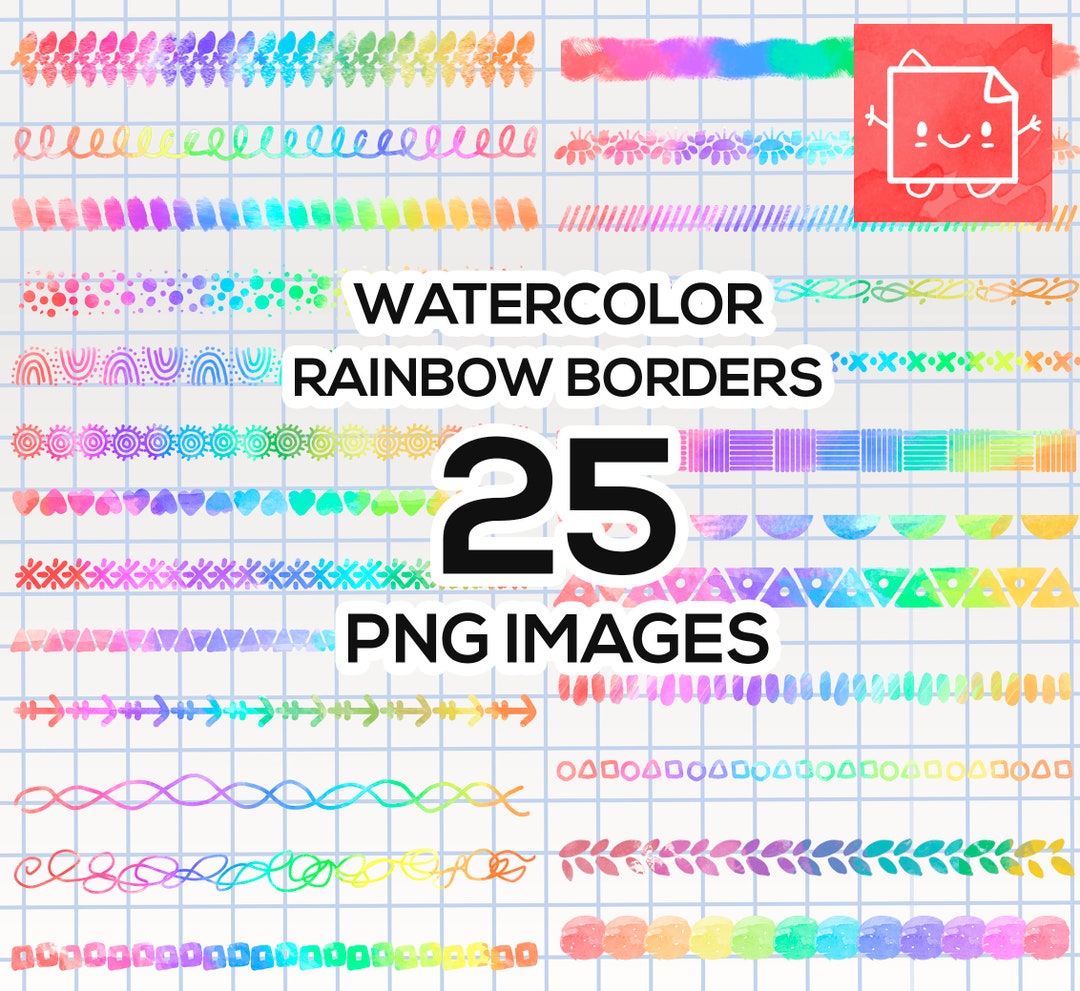 Watercolor Rainbow Borders Clipart - Etsy