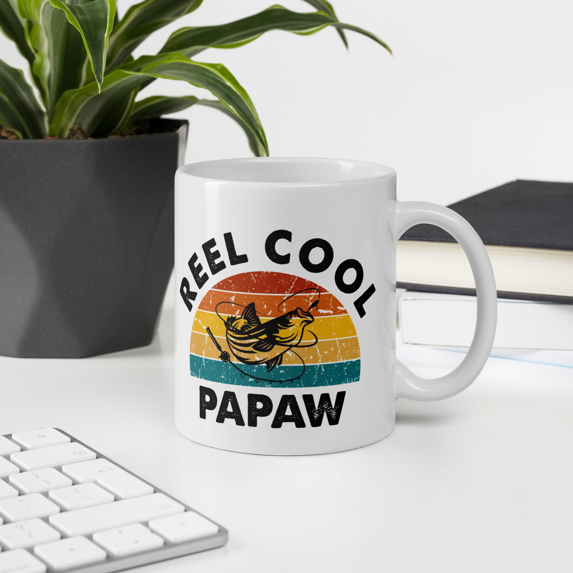 Reel Cool Papaw Coffee Mug, Coffee Mug for Papaw, Gift for Papaw, Bass ...