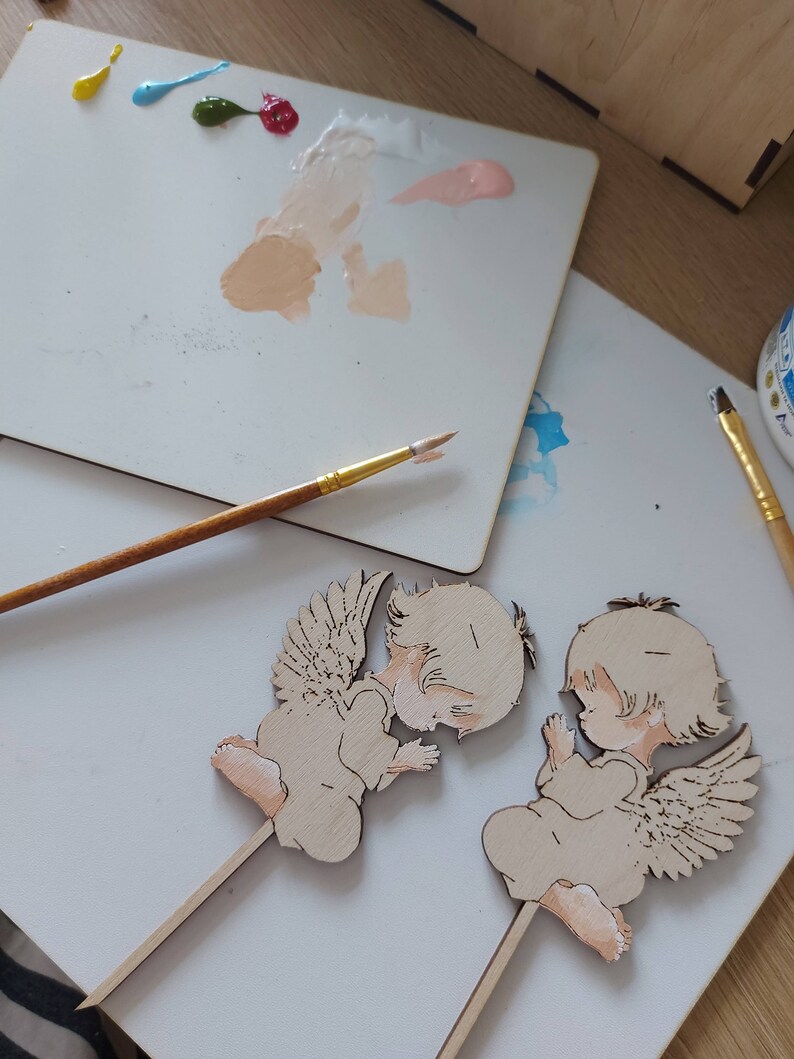 Baptism Cake Topper, Angels Cake Topper, Baptism Topper, Artist Angel ...