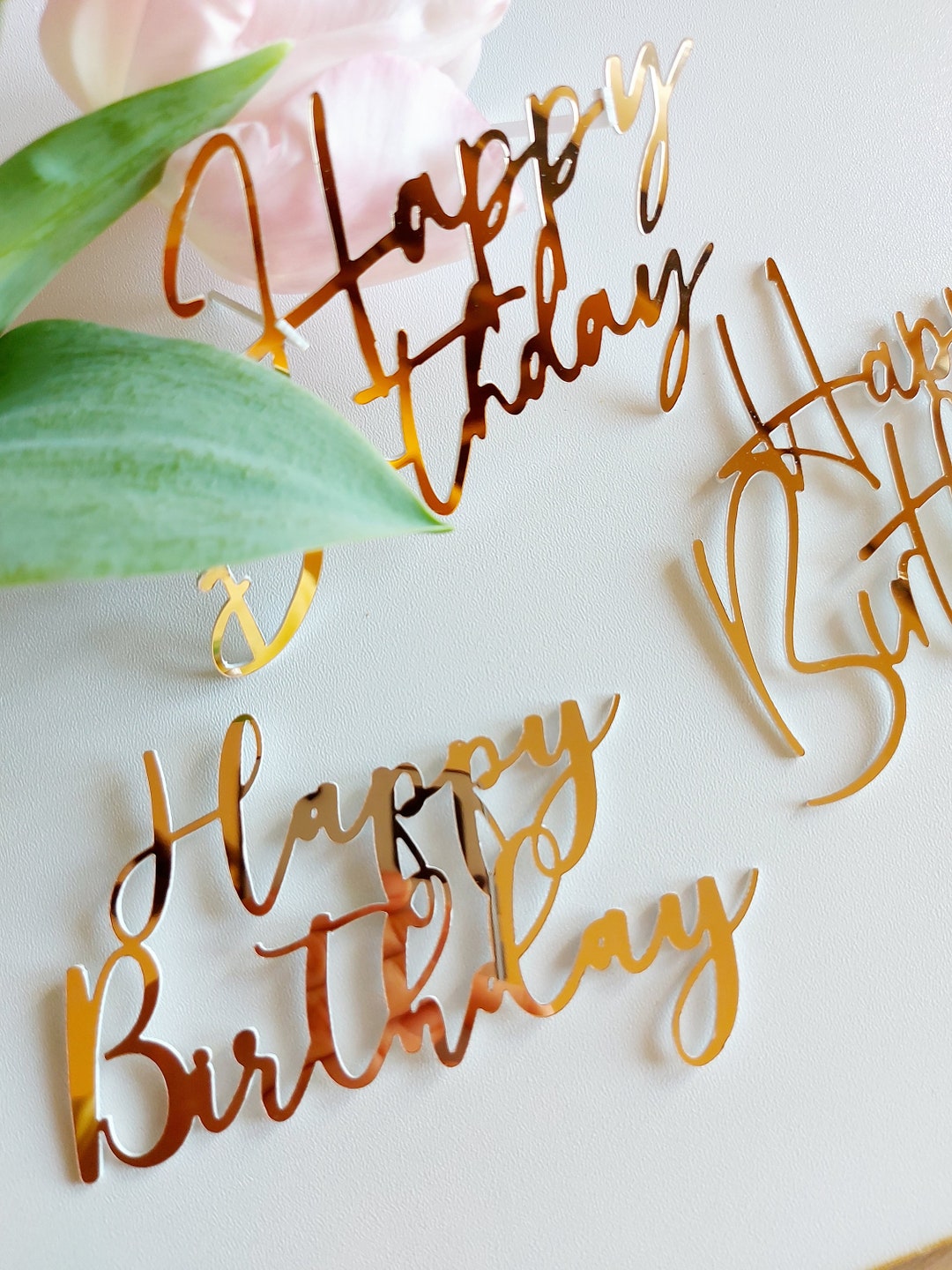 Cake Topper Happy Birthday, Topper Cake Mirror - Etsy