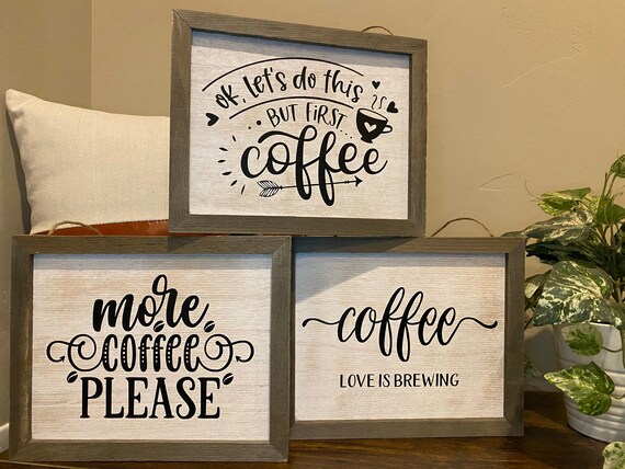 Rustic Wood Coffee Sign Coffee Wood Sign Coffee Bar Decor | Etsy