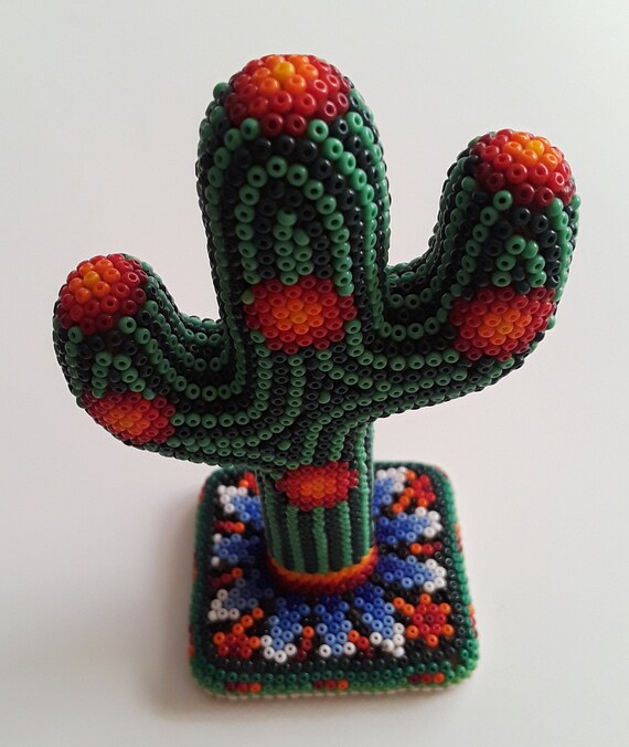 Art Objects Sculpture Beaded Cactus Sculpture Genuine Huichol etna.com.pe