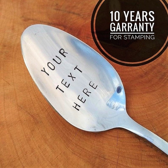 Stainless personalized handstamped spoon with your own text | Etsy