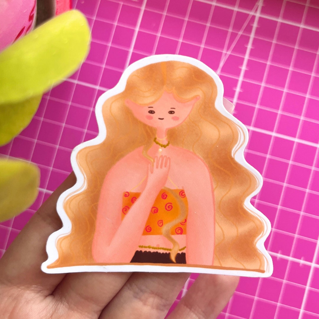 Cute Girl Sticker Glossy Vinyl Stickers For Fun Pretty Girl Etsy