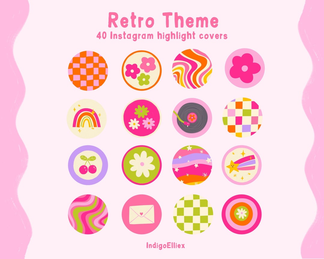 40 Retro Groovy Instagram Highlight Covers, Aesthetic IG Story ...