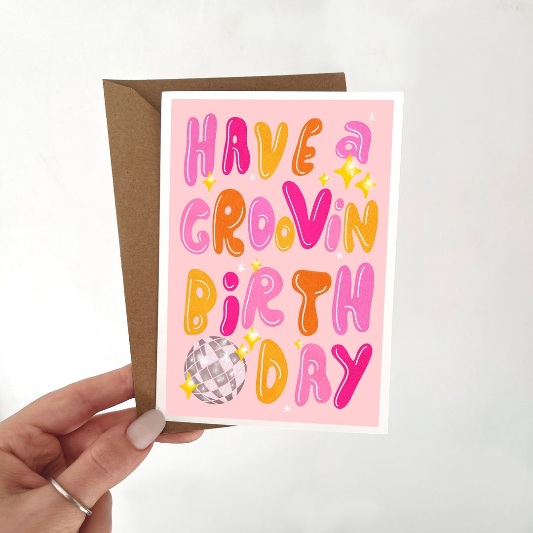 Groovy Party Happy Birthday Card, Disco Ball Greeting Card for Sister ...