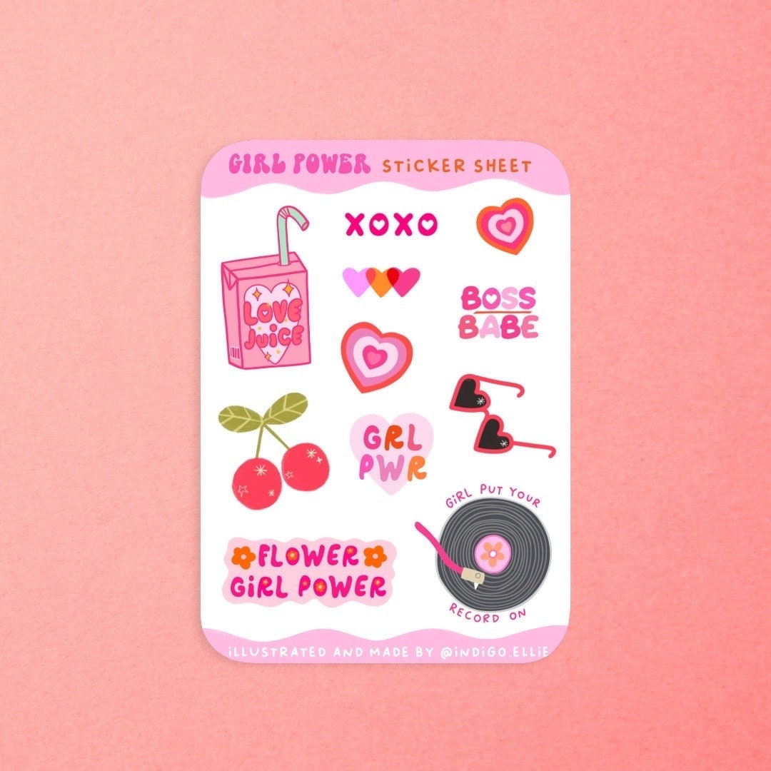 Girl Power Sticker Sheet, 90s Sticker Pack, Cute Stickers, Girls Rule ...
