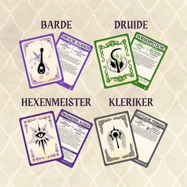 All Classes Dnd5e Spell Cards German | DND Spellbook | Printable D&D ...