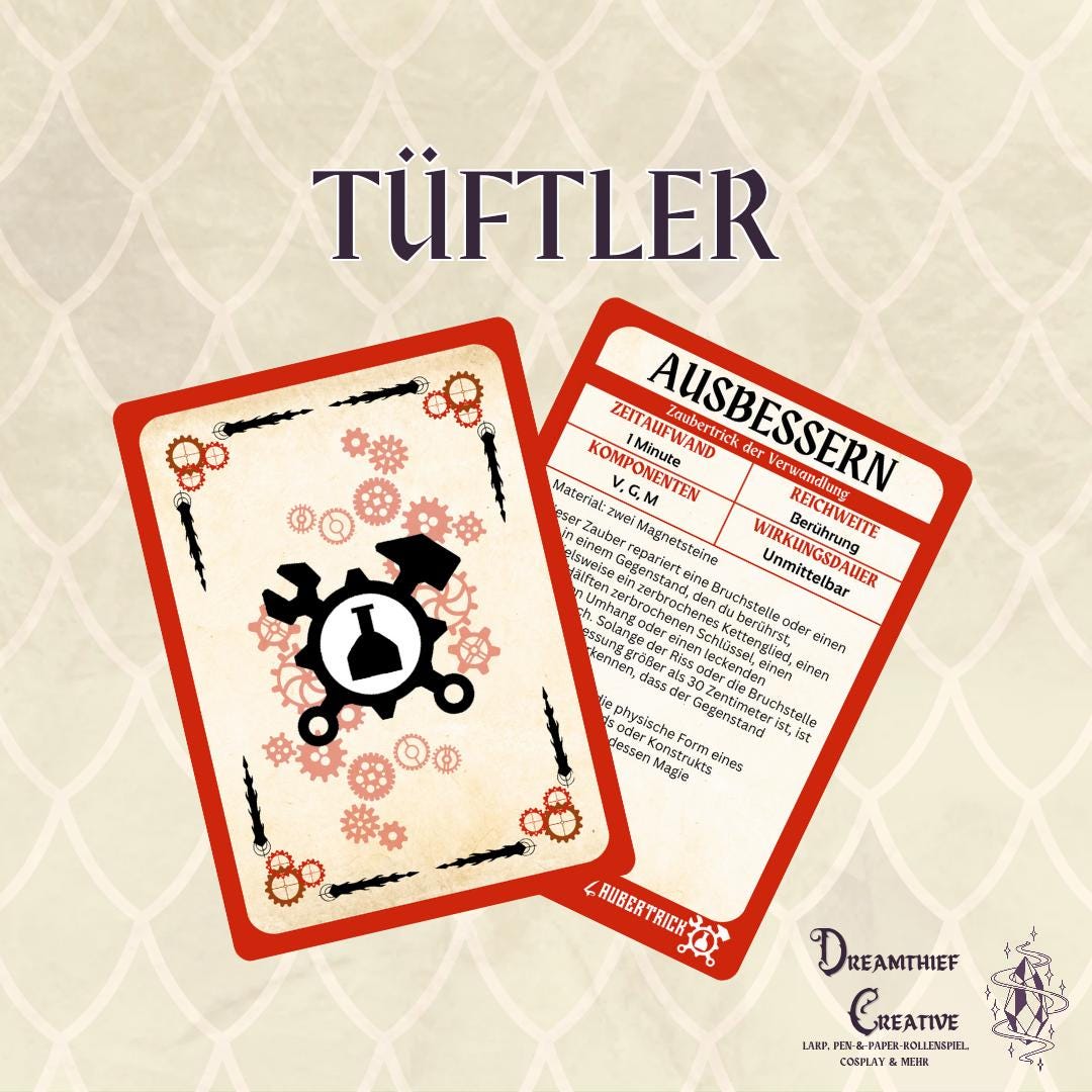 Tinkerer Dnd5e Spell Cards German | DND Spellbook | Printable D&D ...