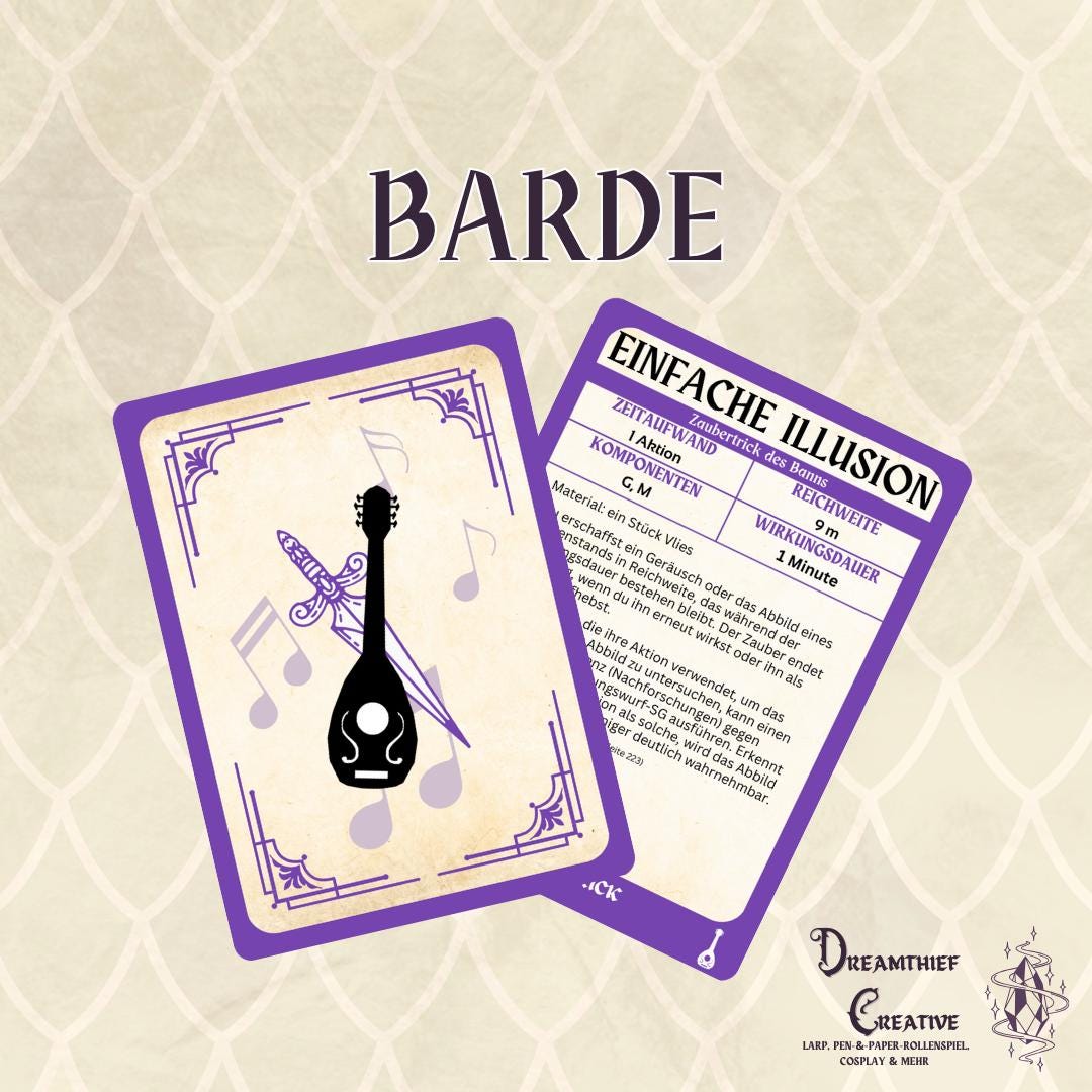Bard Dnd5e 2014 Spell Cards German | DND Spellbook | Printable D&D ...