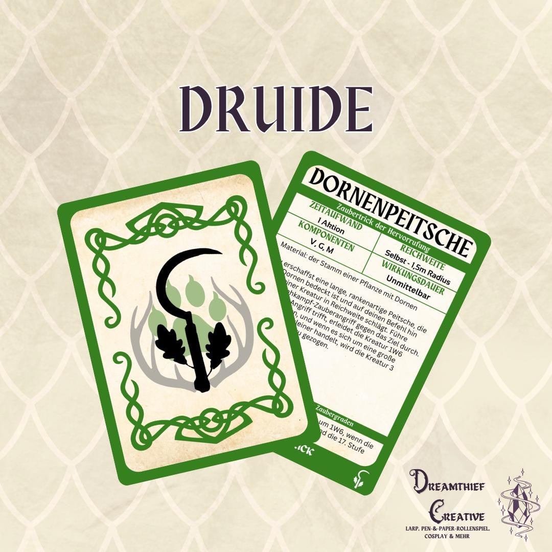 Druid Dnd5e Spell Cards German | DND Spellbook | Printable D&D Spells ...
