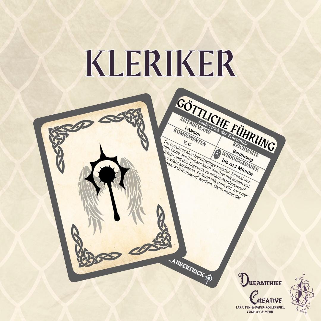 Cleric D&D 5E Spell Cards German | DND Spellbook | Printable D&D Spells ...