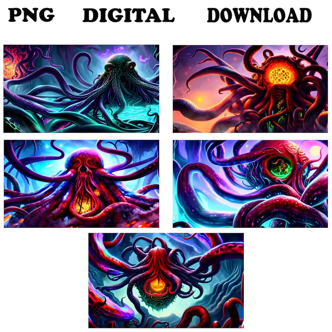 Kraken Cthulu Azathoth Outer Elder God Instant Digital Art Download Printable Sublimation ...