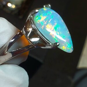 Natural Opal Ring, Opal Ring, Blue Opal Ring, Crystal Opal Ring, Opal ...