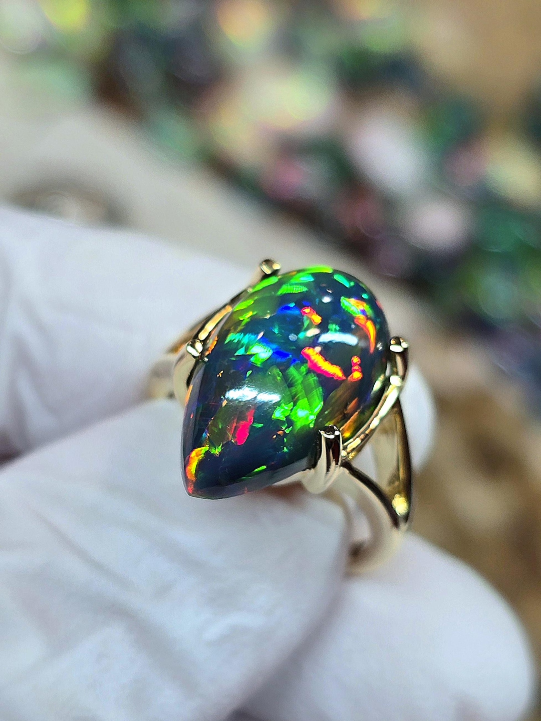 Opal Ring, Black Opal, Opal Ring, Natural Opal Ring, Gift for Her ...