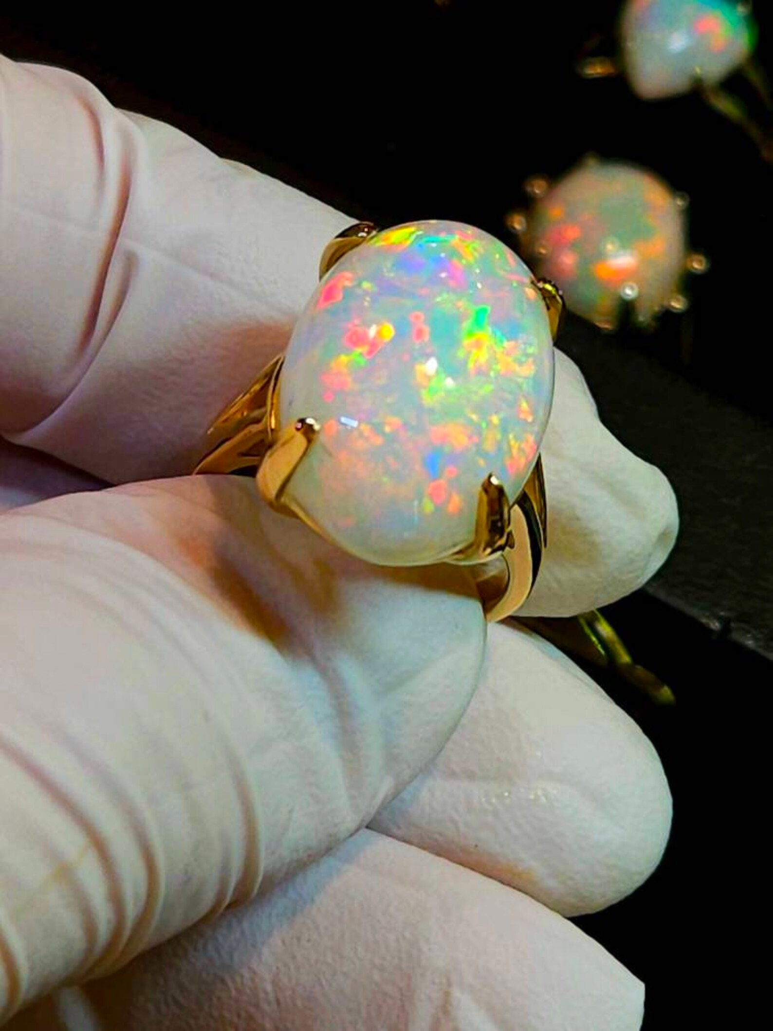 Opal Ring, 14k Solid, Gold Ring, Natural Opal, White Opal Ring, Opal ...