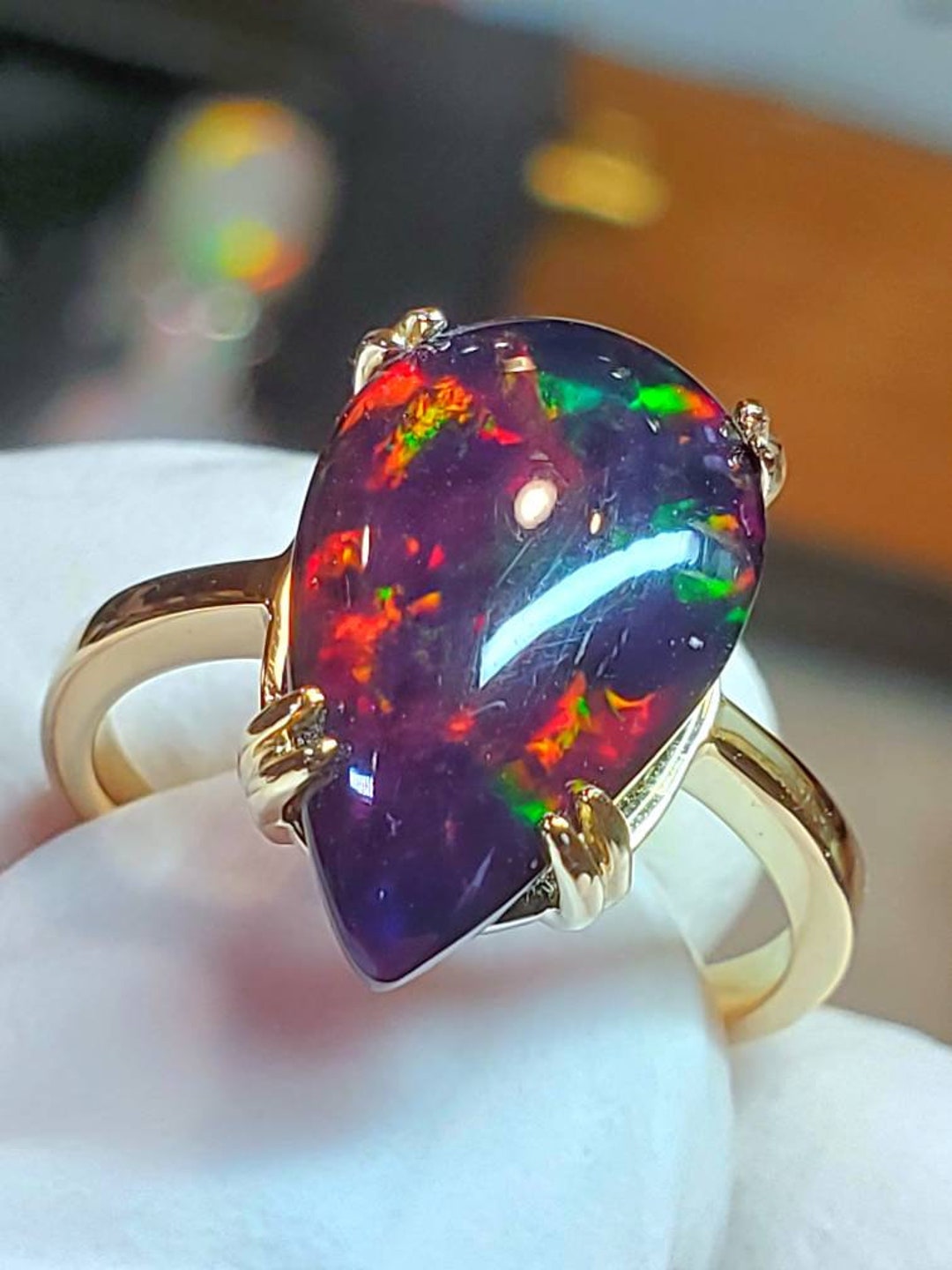 14k Gold Opal Ring 14k Solid Gold Ringblack Opal Ring Gold - Etsy
