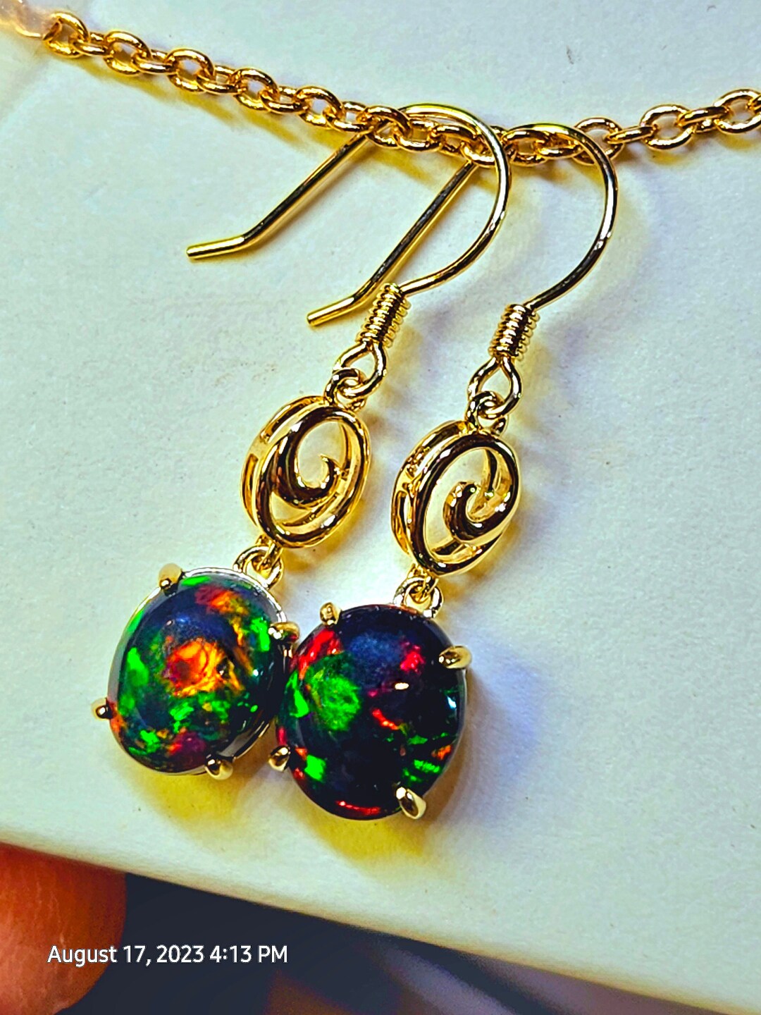 Earrings, Opal Earrings, 14k Gold Earrings, Black Opal, Opal, Opal ...