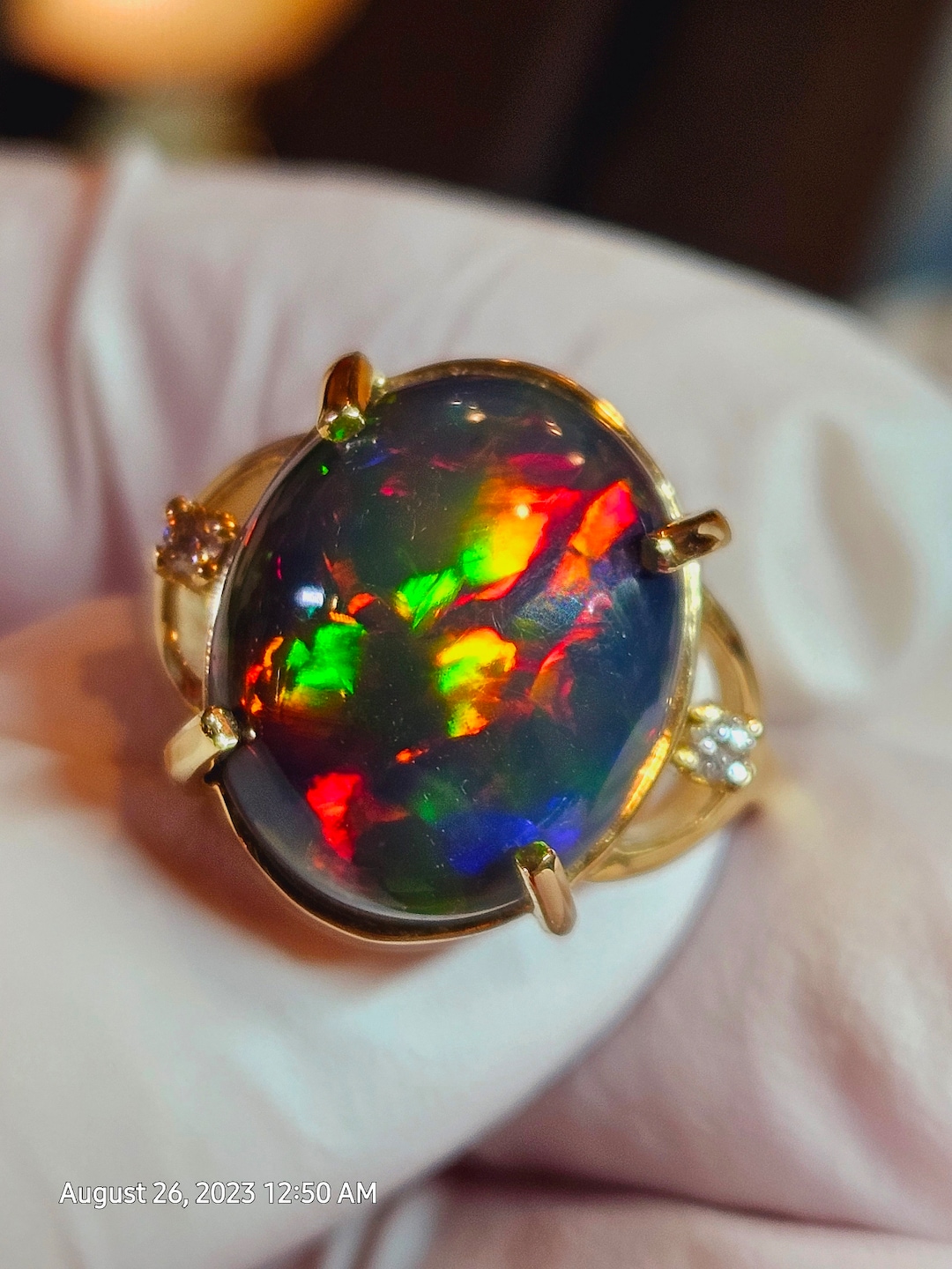 Opal Ring, Black Opal Ring,diamond Ring, Opal Ring, Natural Opal Ring ...