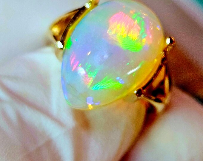 Natural Opal Ring, 14k Solid Gold Ring, Opal Ring, Dark Opal Ring, Opal ...