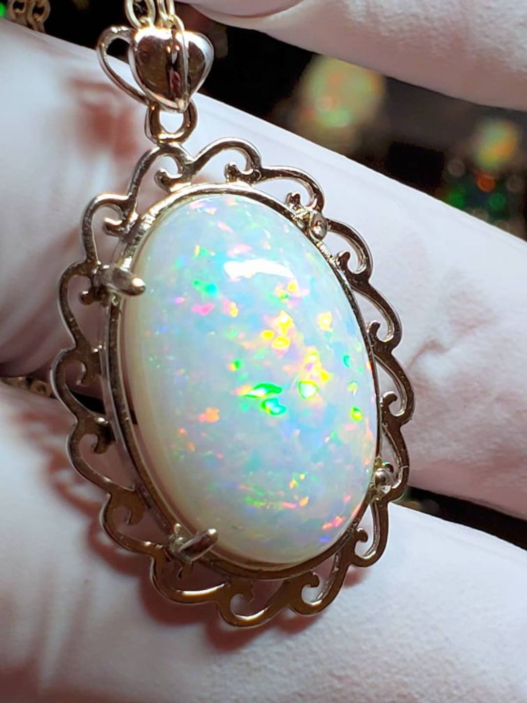 Opal Necklace, Opal Pendant, Opal Jewelry, Natural Opal, Genuine Opal ...