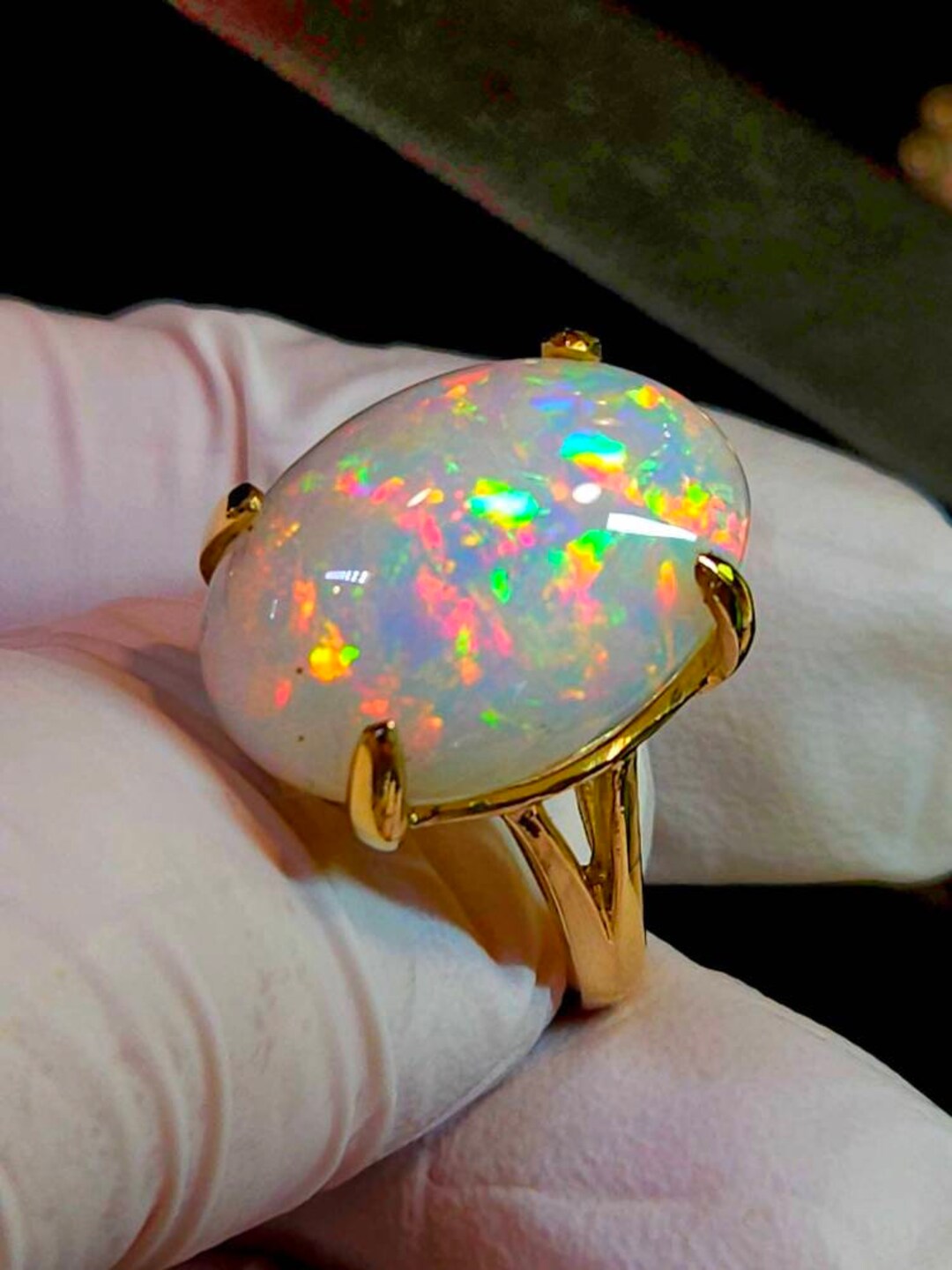 Opal Ring, 14k Solid, Gold Ring, Natural Opal, White Opal Ring, Opal ...