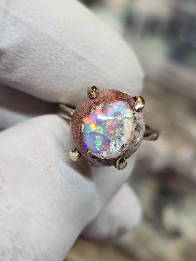 Mexican Fire Opal Gold Ring: Solid Gold Setting, Rare Gemstone - Etsy