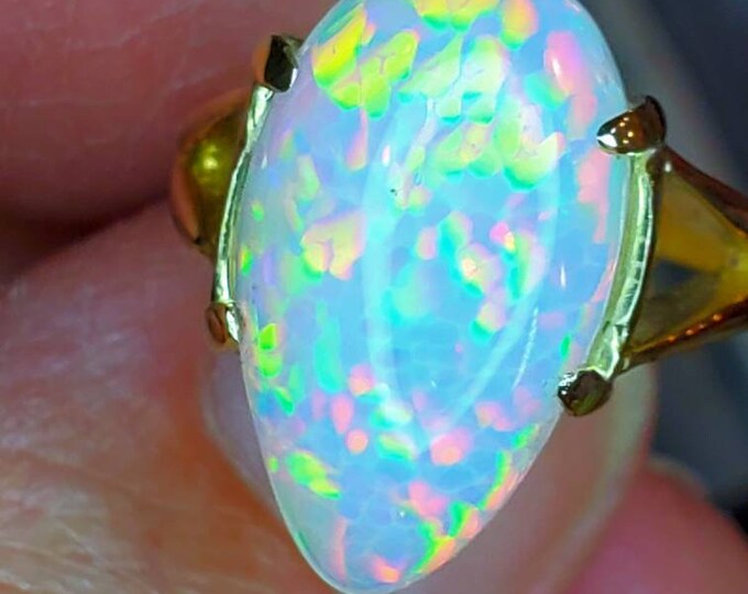 Natural Opal Ring, 14k Solid Gold Ring, Opal Ring, Dark Opal Ring, Opal ...