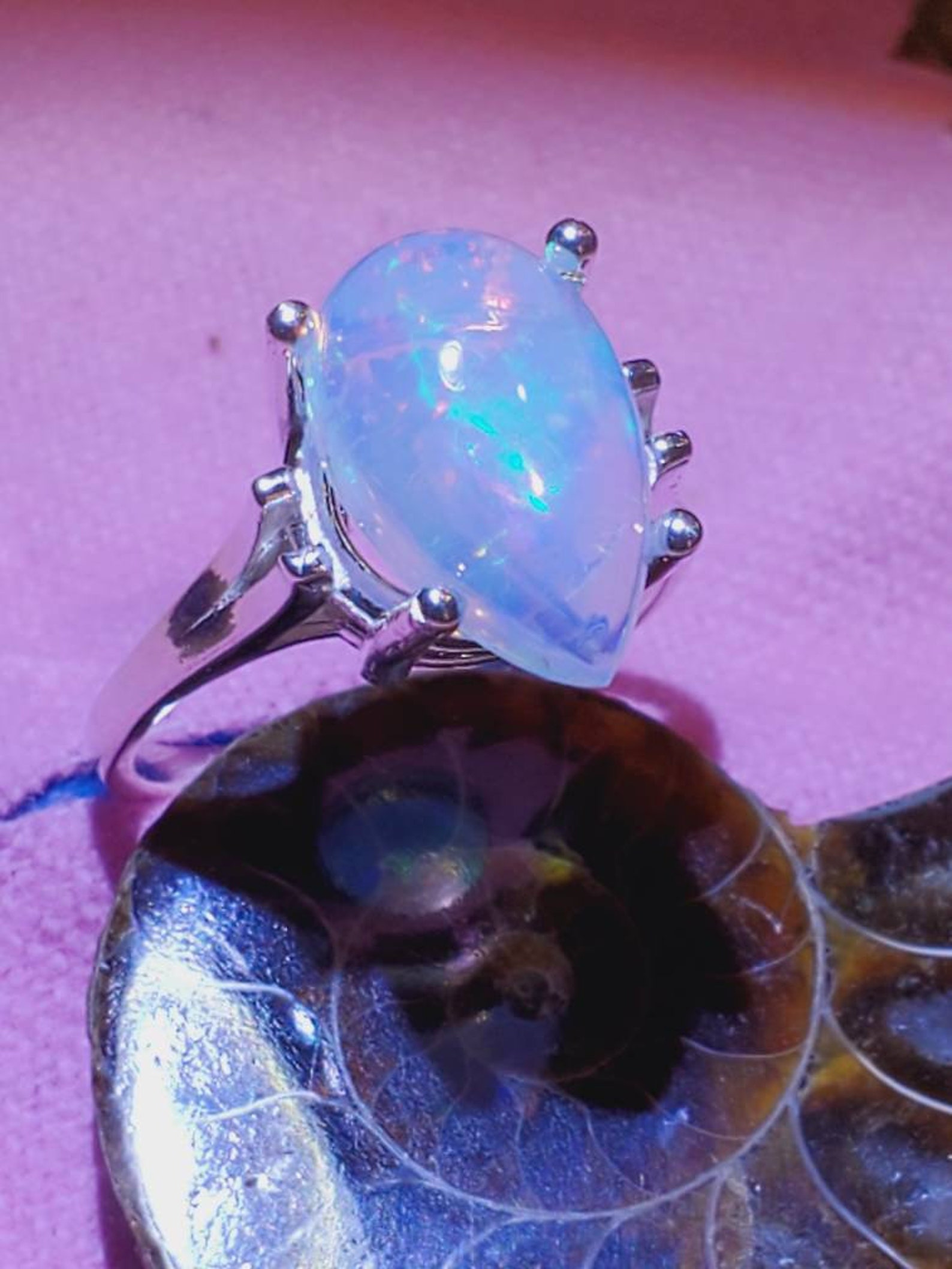 Opal Engagement Ring Opal Rainbow Ring Opal Promise Ring - Etsy