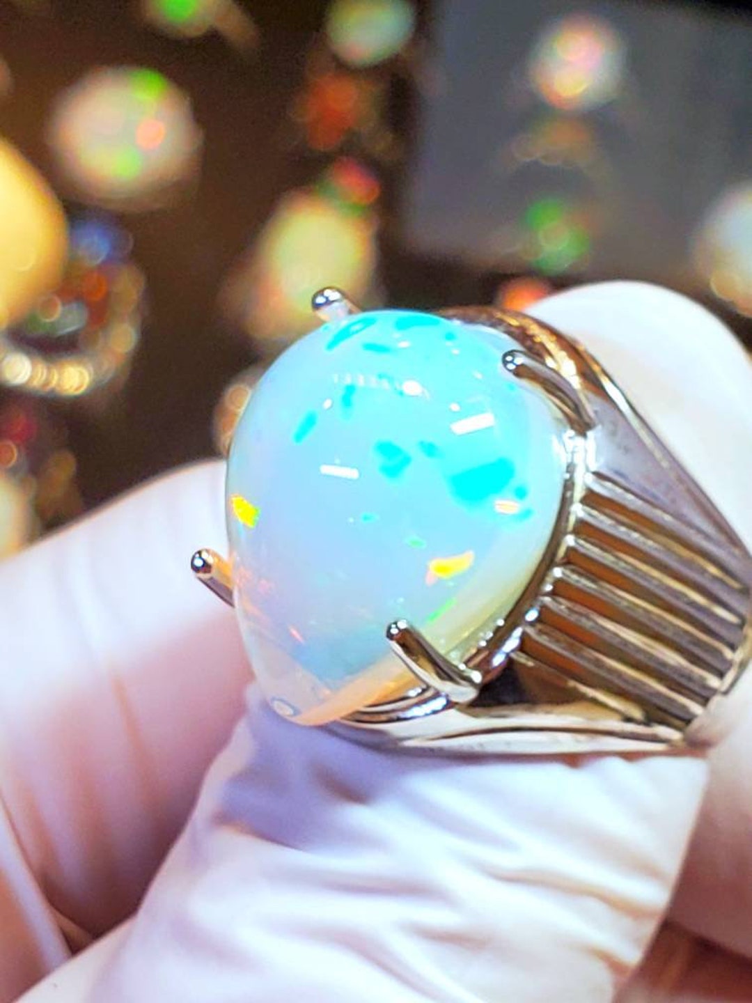 Statement Ring Men s Ring Opal Ring Natural Opal Genuine Opal Real Opal Etsy