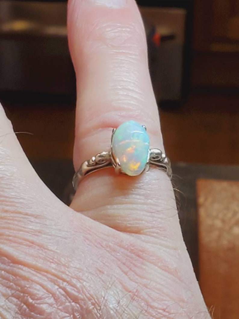 Opal Ring Opal Engagement Ring Rainbow Opal Ring | Etsy