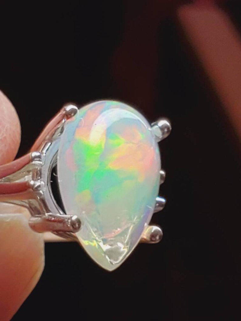 Opal Engagement Ring Opal Rainbow Ring Opal Promise Ring - Etsy