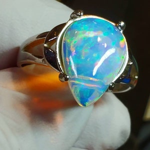 Natural Opal Ring, Opal Ring, Blue Opal Ring, Crystal Opal Ring, Opal ...