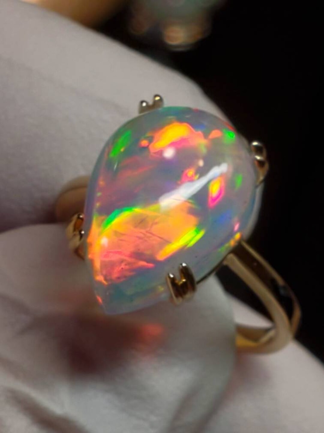 14k Gold Opal Ring, Natural Opal Ring, Natural Opal, Solid Gold Ring ...