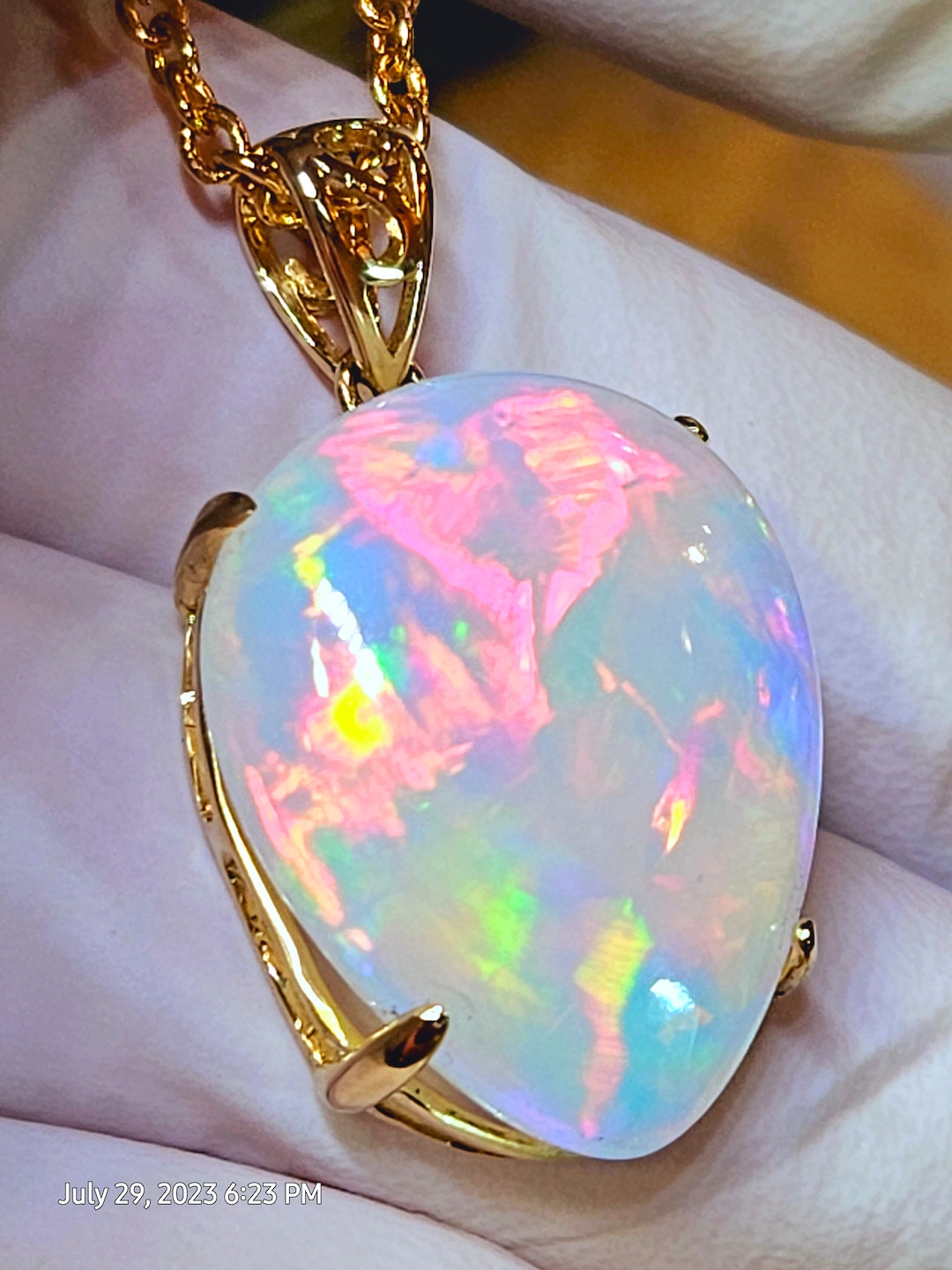 Necklace, Natural Crystal Opal, 14k Opal Necklace, Gold Pendant ...