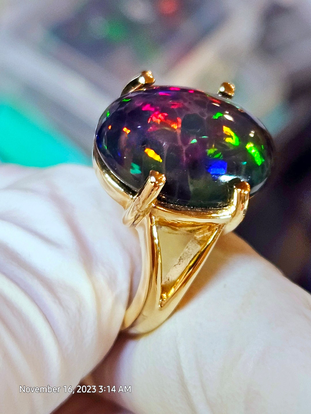 Opal Ring, Black Opal, Opal Ring, Natural Opal Ring, Engagement Ring ...